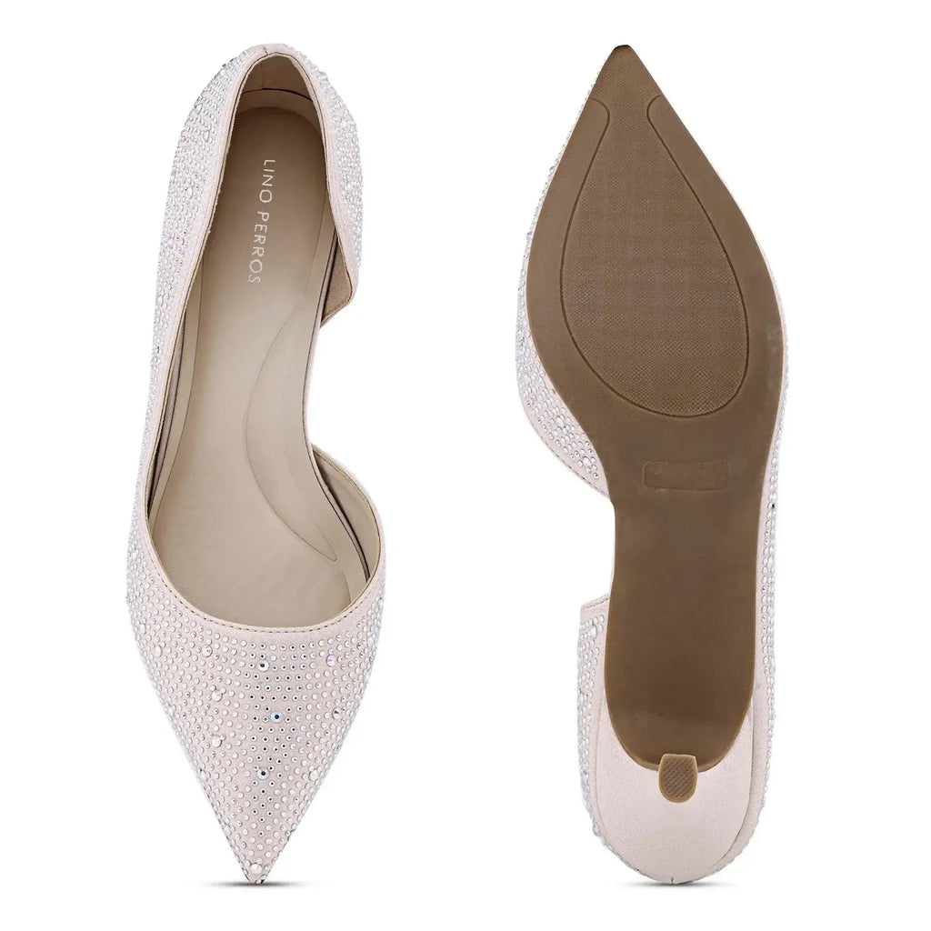 Buy Victoria Diamond Studded Slim Pink Pumps | Lino Perros